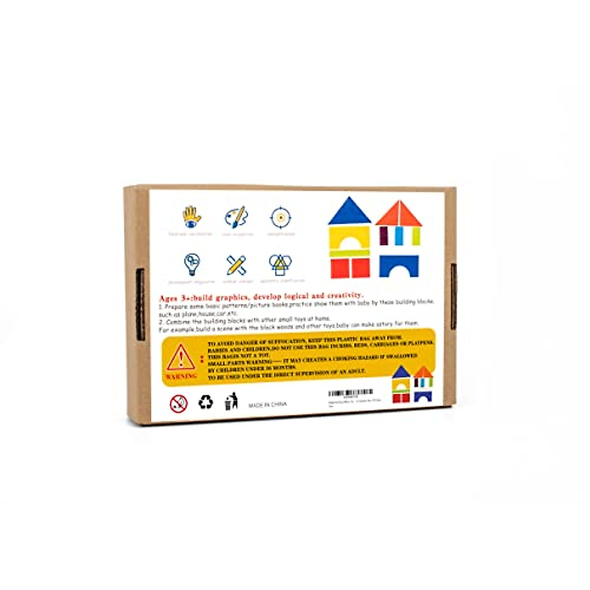 Wooden Building Blocks Set for Toddlers ,Stacking Bricks Board Games,Educational Preschool Learning Toys for 30 Blocks with Wooden Box