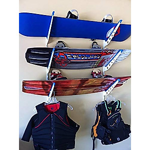 StoreYourBoard Adjustable Water Ski Wall Storage Rack, Holds 4 Sets of Skis, Garage Home Boathouse Organizer