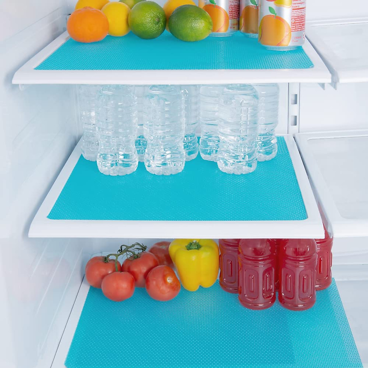 Con-Tact Brand Refrigerator Shelf and Bin Liner, Embossed Durable Washable Non-Adhesive Water and Oil Proof Reusable BPA Free Fridge Mat, 17.6" x 11.3", Teal, 3 Pack