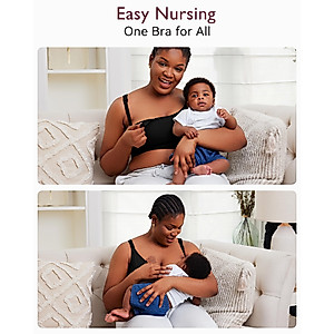 Momcozy Hands Free Pumping Bra, Adjustable Breast-Pumps Holding and Nursing Bra, Suitable for Breastfeeding-Pumps by Lansinoh, Philips Avent, Spectra, Evenflo and More Black