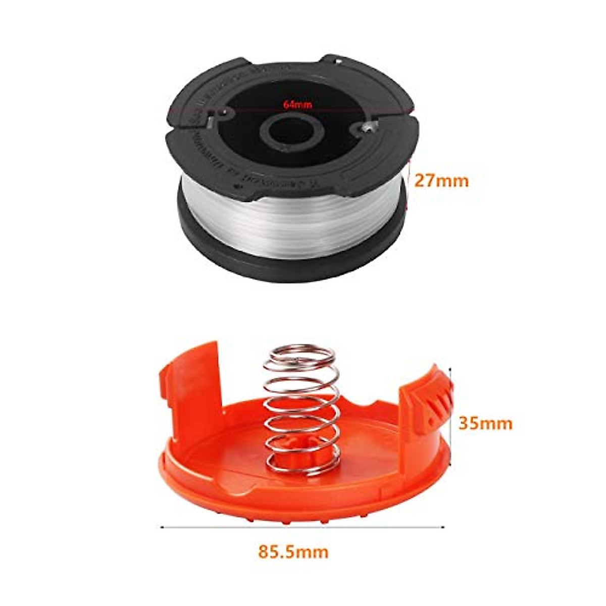 Lucky Seven AF-100 Spool Compatible with Black & Decker AF-100-3ZP 0.065" String Trimmer Line Replacement for GH900 GH600 String Trimmer (8 Spools + 2 Caps and Springs)