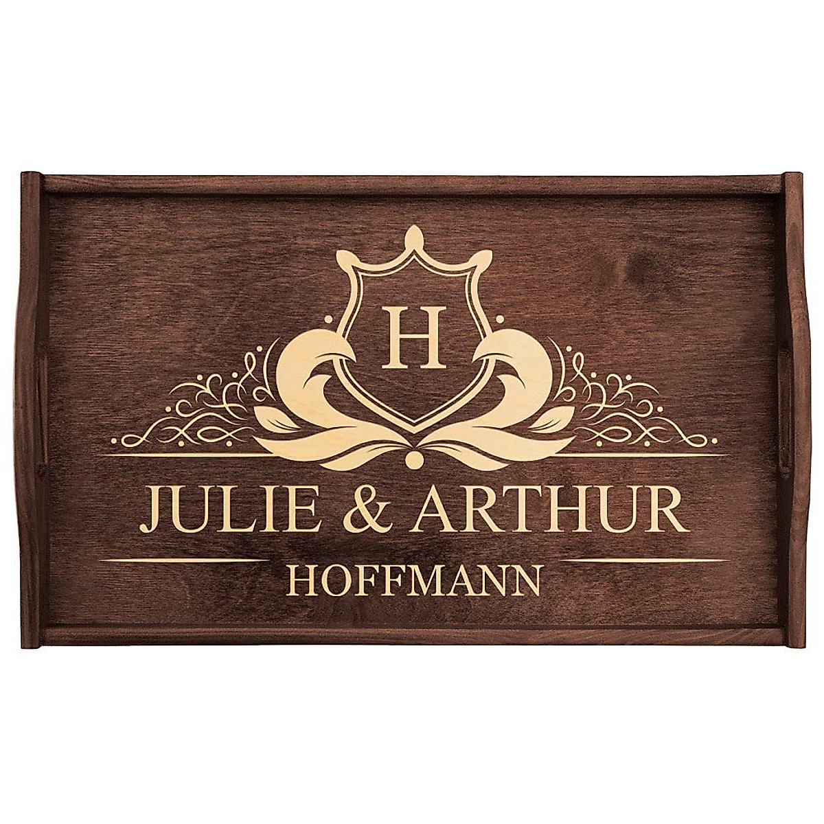 Maverton Bed Table for Couples - Personalized Bed Tray for Wedding - Foldable Lap Bed Stand for Parents - Wood Serving Tray with Engraving for Newlyweds - for Anniversary - Classic