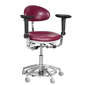 NSKI 360° Swivel Mobile Chair Dental Dynamic Seat Doctor's Stool with Armrest Foot Control PU Leather