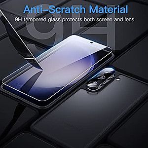 JETech 5 in 1 Matte Case for Samsung Galaxy S23+/ S23 Plus 6.6-Inch with 2 Screen Protector and 2 Camera Lens Protector, Translucent Back Protective Phone Cover, Tempered Glass Film (Black)