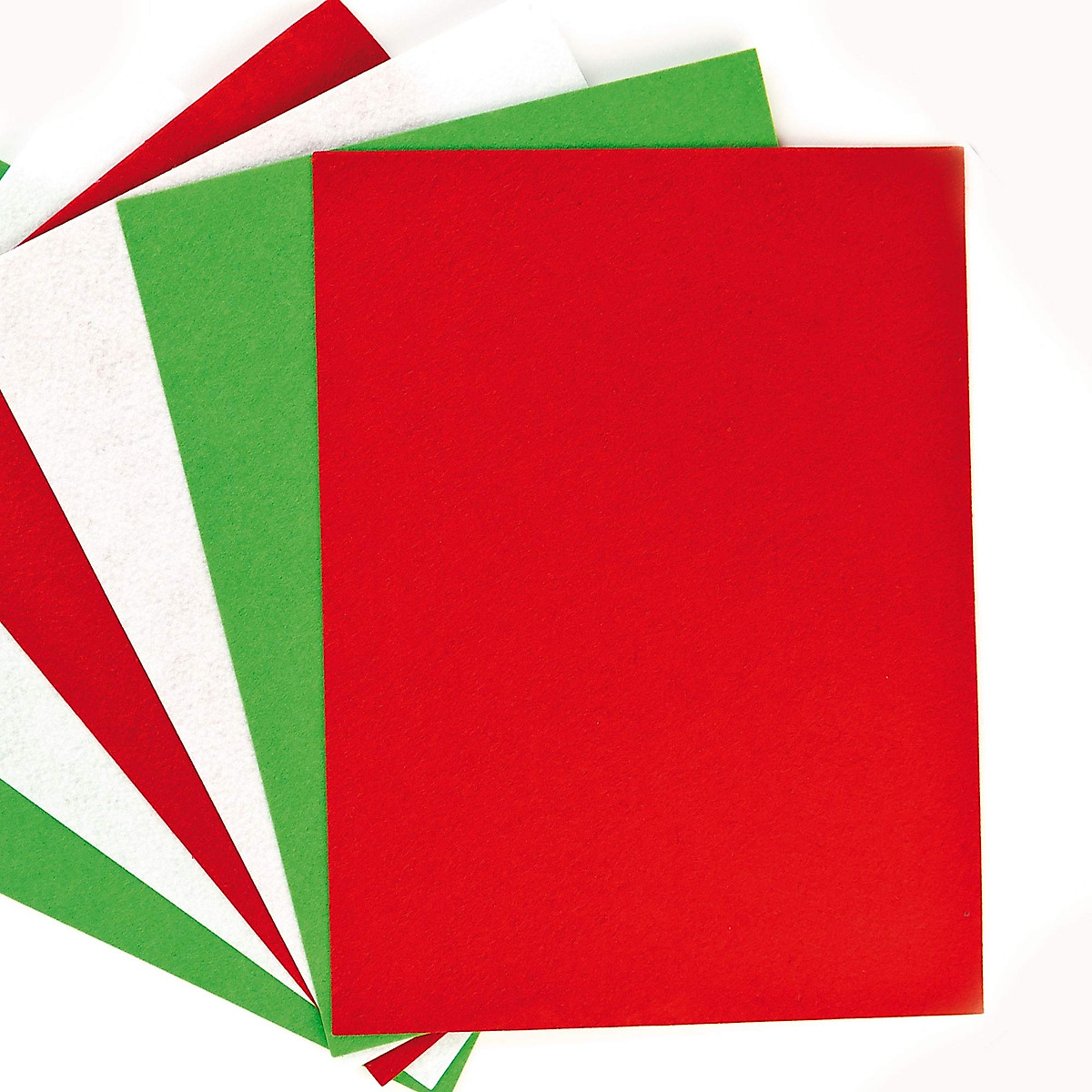 Baker Ross EX764 Felt Craft Festive Felt - Pack of 10, Red, Green & White for Kids to Decorate, Arts & Crafts
