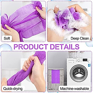 5 Piece 35 inches exfoliating Bath Towels, Korean Body Back Scrubber Shower Towel Japanese Bath Scrub Cloth Beauty Skin Bath Towel, Nylon Shower Towel Body Scrubber loofah for Men and Women