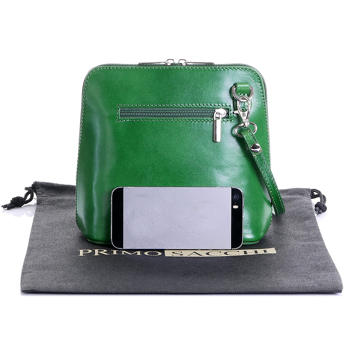PRIMO SACCHI Ladies Italian Leather Green Small Micro Cross Body Shoulder Bag Handbag Purse