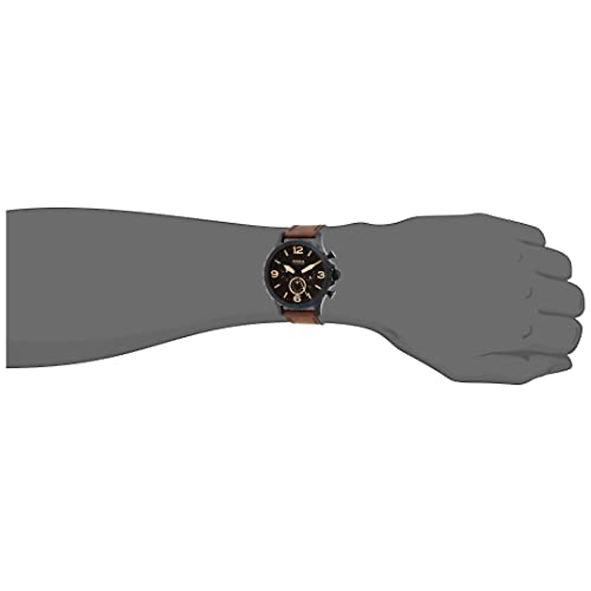 Fossil Men's Nate Quartz Stainless Steel and Leather Chronograph Watch, Color: Black, Dark Brown (Model: JR1487)