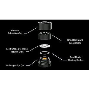 POP-VAC (50 Pack Refillable Storage Vacuum Seal Container Jar For Herb Floral Powder Spice Concentrates, 4ml Black Gloss