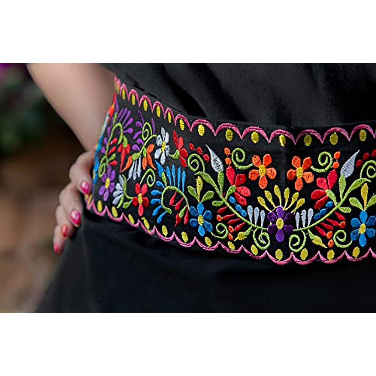 Cuitáxi Traditional Embroidered Mexican belt for women adjustable - Cinturones de mujer bordados hecho en mexico - mexican belt sash - women's belt embroidered