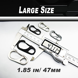 Bytiyar Small Carabiner Clips 1.85inch (47mm) Metal Snap Hooks with Fixed Eye Spring Gate Keychain Parocord Rope Clasps Accessories, 6 Pcs Black