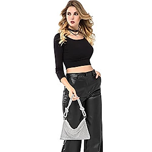 KIINO Silver Purse Rhinestone Purse Silver Clutch Sparkly Purse Silver Bag (Silver)