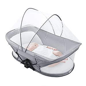Portable Baby Crib Foldable Baby Bed - Mini Crib Travel Bassinet with Matterss for Newborn,Infant Travel Bed with Breathable Mesh,Baby Portable Bed for Bed,Sleeper for Outddor Camping,Beach,Pinic