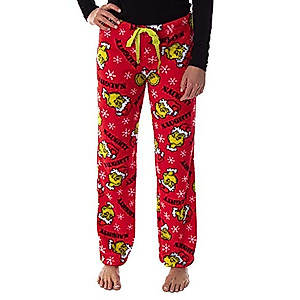 Dr. Seuss Juniors The Grinch Naughty Soft Touch Fleece Plush Pajama Pants Red