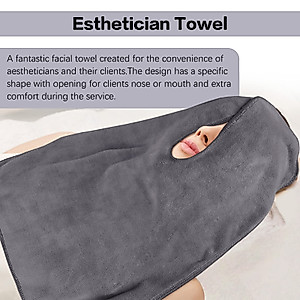 SINLAND Microfiber Esthetician Towels for Facials Mask Removing Face Wrap Soft Facial Cloth with Split Design Spa Towels for Facial Steam Massage and Cleansing