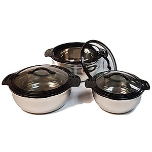 Tmvel Set Insulated Stainless Steel Casserole, Bright Star Galaxy - Medium, Black