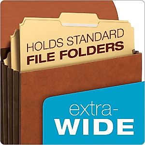 Pendaflex Globe-Weis/Pendaflex Heavy Duty File Wallets, Extra Wide, 7-Inch Expansion, Elastic Cord Closure, Letter Size, Brown, 5-Count (CL1084GLHD)