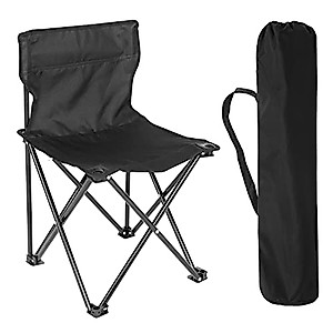 YSSOA Portable Folding Camping Chair with Carry Bag, Collapsible Anti-Slip Padded Oxford Cloth Stool for Beach, Hiking, Fishing, Gardening, Picnic Color: Black, Size: Small
