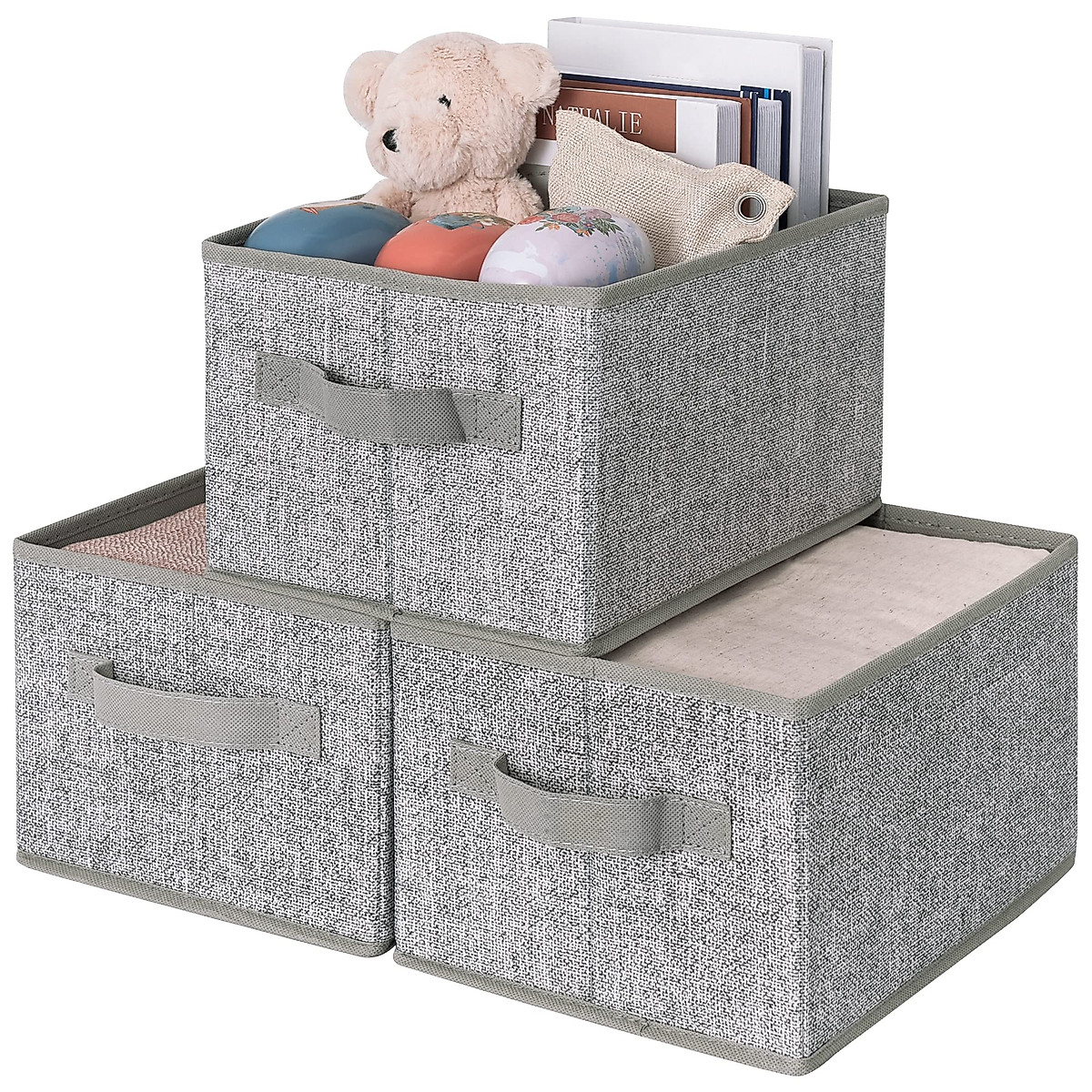GRANNY SAYS Bundle of 3-Pack Fabric Storage Bins with Handles & 1-Pack Hanging Storage Shelves