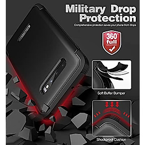 SURITCH for Samsung Galaxy S10 Plus Case, [Built-in Screen Protector] 360° Full Protection Military Grade Shockproof Rugged Bumper Thick Protective Phone Cover for Samsung S10 Plus 6.4 Inch - Black