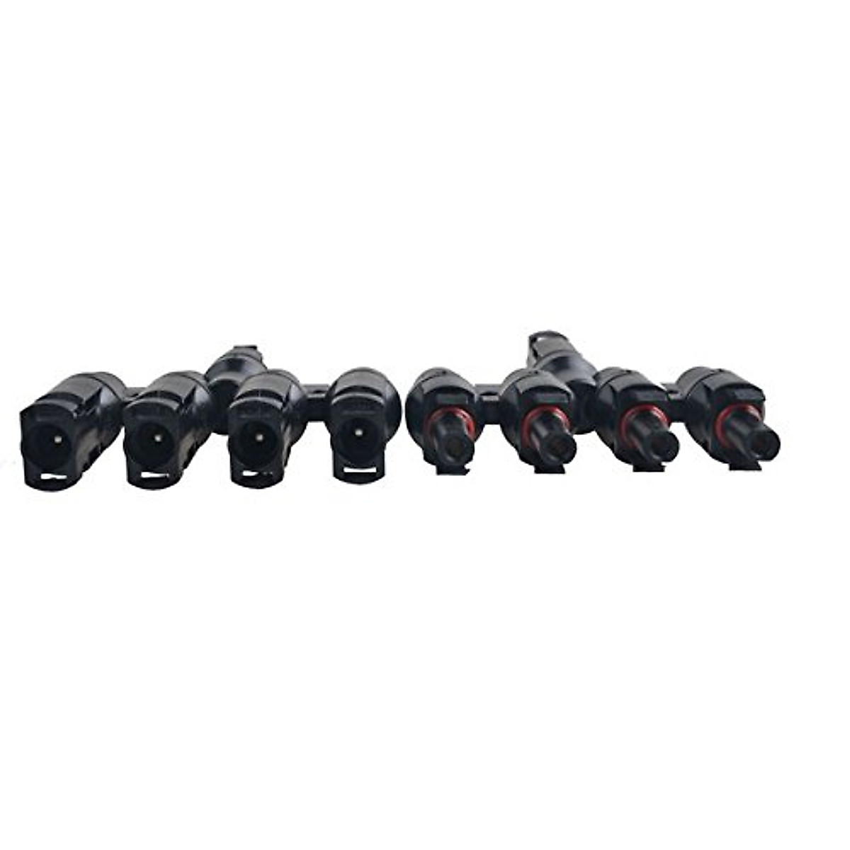 NUZAMAS New 1 Pair Solar Panel T Branch Connectors Cable Coupler Combiner - 1 Male to 4 Female(M/4F) and 1 Female to 4 Male(F/4M)
