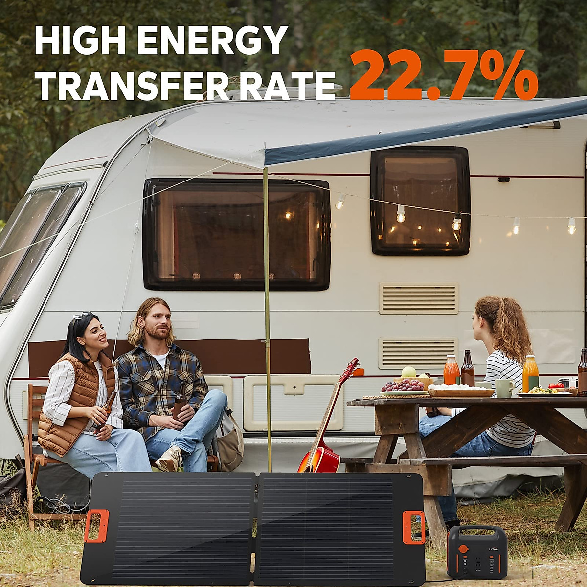 LiTime 100W Portable Solar Panel, Mono Crystalline Silicon Cells, IP67 Dust & Water Proof, Suitable for Portable Power Station, Using for RV, Camping, Overland etc.