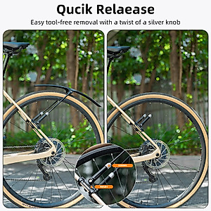 ROCKBROS Road Bike Fender - Quick Release Lightweight Road Bicycle Fender for 700C Bikes - Adjustable and Easy to Install Rear Or Front Bike Mud Guard