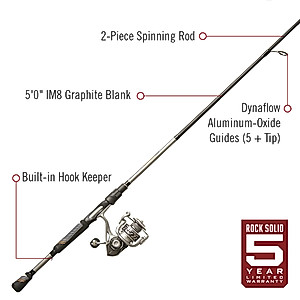 Quantum Throttle Spinning Combo, 10, 5.3:1 Gear Ratio, 5' Length 2pc, 2-6 lb Line Rate, Fast Action, Ambidextrous, TH10502ULA.NS3