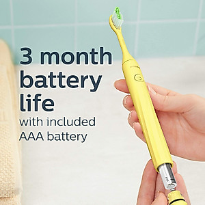 Philips Sonicare One Toothbrush, Electric Battery Powered Toothbrush with Sleek Travel Case and 2pk Toothbrush Heads - Mango Yellow, HY1100-02