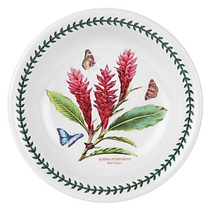 Portmeirion Exotic Botanic Garden 8.5 Inch Pasta Bowl with Red Ginger Motif | Dishwasher, Microwave, and Oven Safe | For Pasta, Soups, and Salads | Made in England