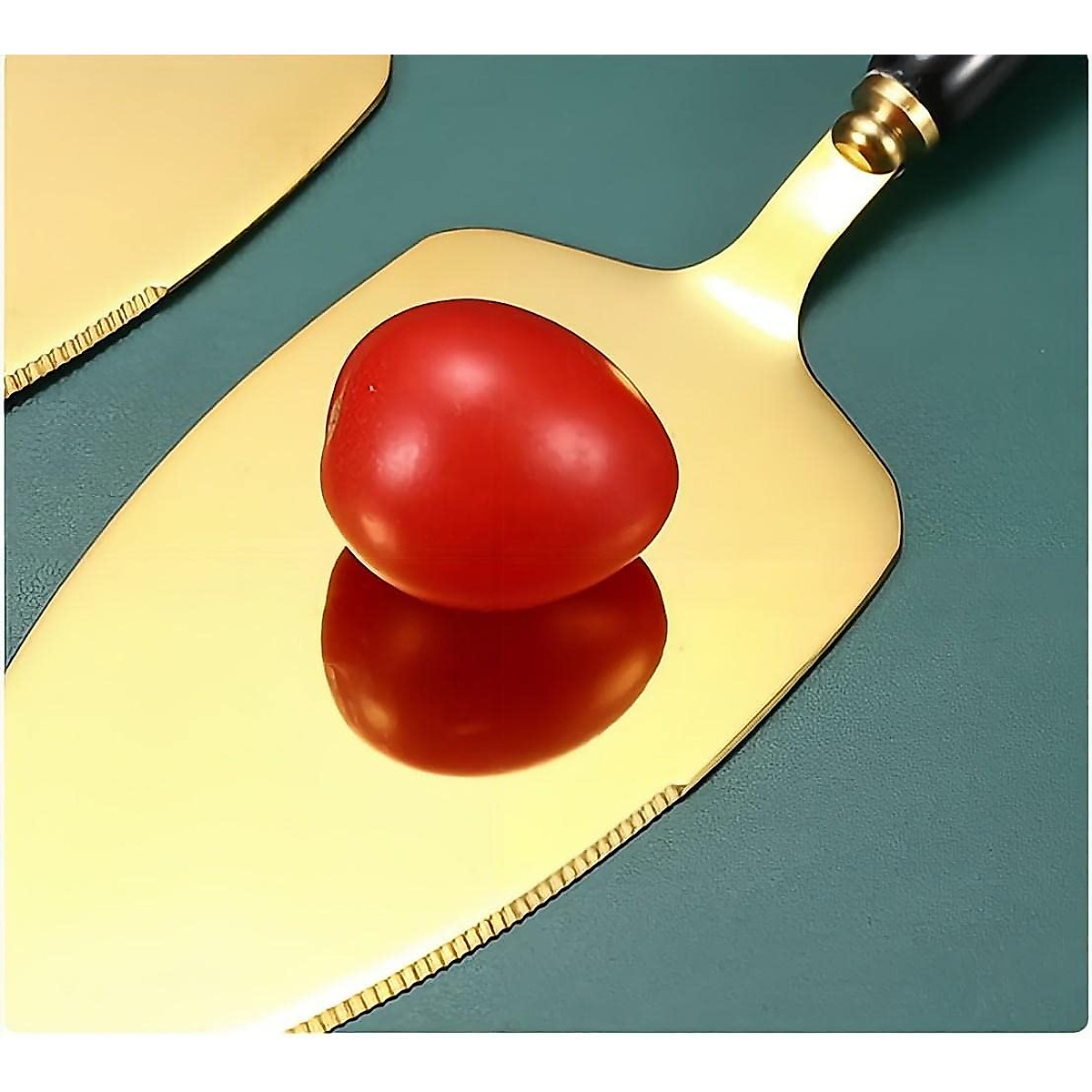 Wedding Cake Knife Shovel Server Set Silverware Stainless Steel Ceramic Handle Wedding Party Thanksgiving Christmas (White)