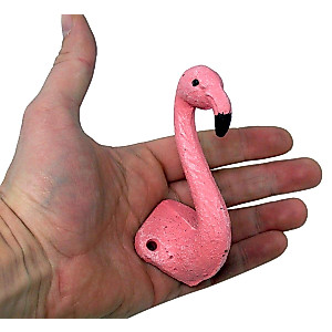 Pink Flamingo Cast Iron Wall Hook 4 Inch (Set of 3)