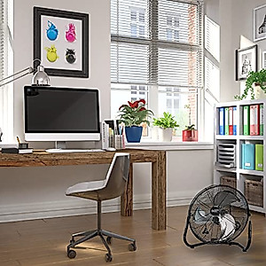 Comfort Zone CZHV20BK 20” High-Velocity 3-Speed Cradle Floor Fan with 180-Degree Adjustable Tilt, Convenient Carry Handle and Rubber Feet for Stability, Black