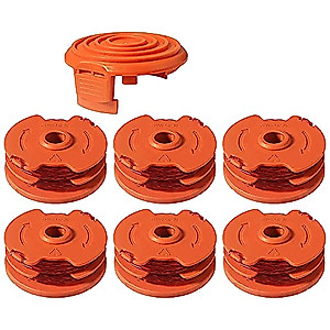 CZON WA0007/ 50022833 Replacement Line Trimmer Spool for Worx WG116 WG119 Corded Electric String Trimmers,16ft 0.065'', 7-Pack (6-Line Spool + 1 Cap)