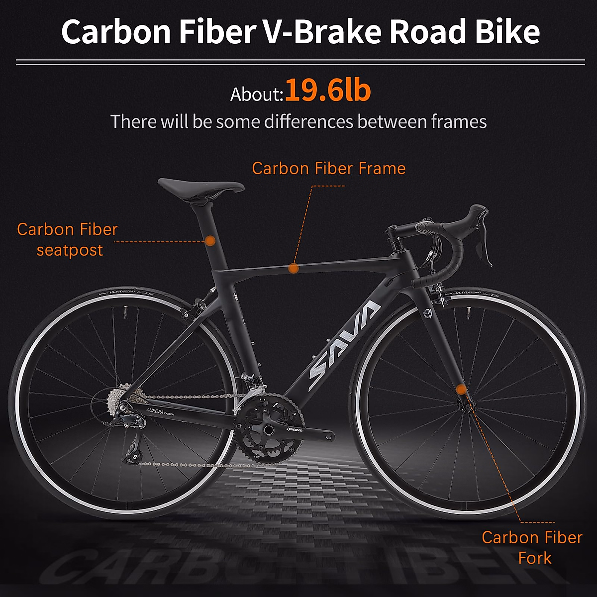 SAVADECK Carbon Road Bike with Shimano SORA R3000 18 Speed Derailleur System,Racing Bicycle with Carbon Fiber Frame Carbon Fork and Double V Brake for Adult.(White 56cm)