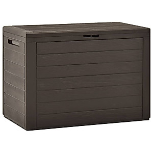 Homvdxl Outdoor Storage Box, 50 Gallons All Weather Patio Deck Box with Large Storage, Light & Waterproof for Boat, Yard, Patio, Camping, Toy, Garage, 31x17Inch, Brown