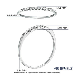 Vir Jewels 1/10 carat (ctw) Petite Diamond Wedding Anniversary Band for Women, Round Diamond Engagement Ring 10K White Gold 10 Stones Prong Set 0.10 cttw, Size 5