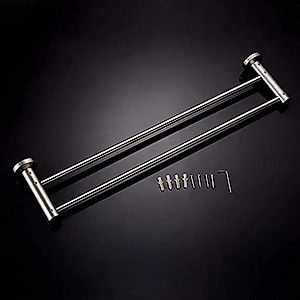 Towel Rack Towel Rails Double Towel Bar,Stainless Steel Brushed Towel Shelf,Bathroom Towel Rack,Wall Mounted Double Bathroom Towel Bar Storage Holder Multi-Functio