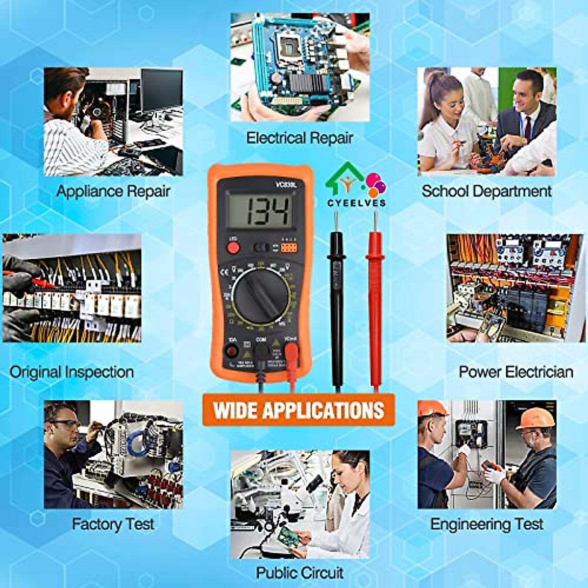 Digital Multimeter, Multimeter with AC DC Voltmeter & Ohm Volt Amp Tester, Multifunction Battery Tester, Pocket Meter with Backlight Tests Wire, Voltage Tester Measure Voltage Current Resistance Diode