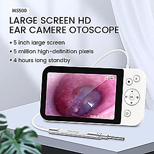 LIUJIAN Otoscope with 5 Inches Screen, 3.9mm Ear Camera with 6 LED Lights, 32GB Card, Ear Wax Removal Tool, Specula and 2500 mAh Rechargeable Battery, Supports Photo Snap and Video Recording