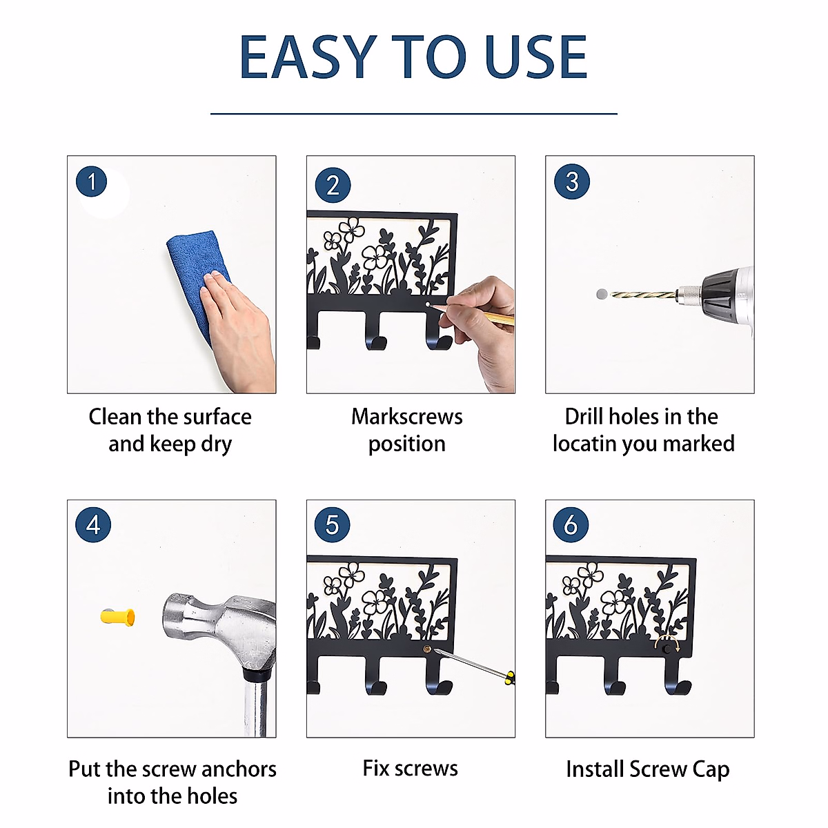 MUYUSEN Coat Rack Wall Mount,Hat Rack on Wall,Metal Decoration Hooks Rack Hanger for Wall Coat Hat Towel Purse Robes Entryway Bedroom Bathroom(15.55x5.98x1.22INCH 1PC) ﻿