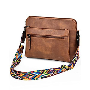 MASINTOR Crossbody Purses for Women Crossbody Bag, Triple Zip Pockets Adjustable Wide Strap, Soft Leather Medium Women's Crossbody Handbags