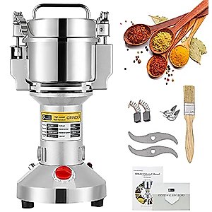CGOLDENWALL 300g Electric Grain Mill Grinder Safety Upgraded Spice Grinder Pulverizer Stainless Steel Machine for Dry Spices Herbs Grains Coffee Seeds Rice Corn Pepper 110V