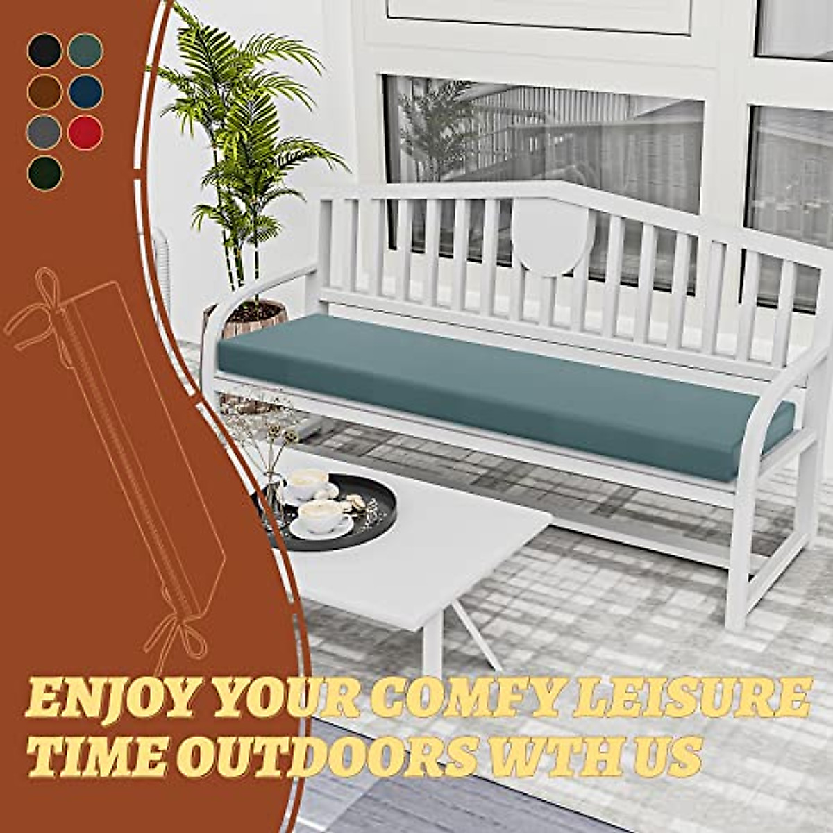 Bench Cushions.36x14 Inches Spill-Resistant Bench Cushion Is Suitable for Patio Benches, Patio Sofas, Garden Benches. Comes with 2 Tie Straps for Easy Removal for Cleaning. (36x14x2.5, Anthracite)