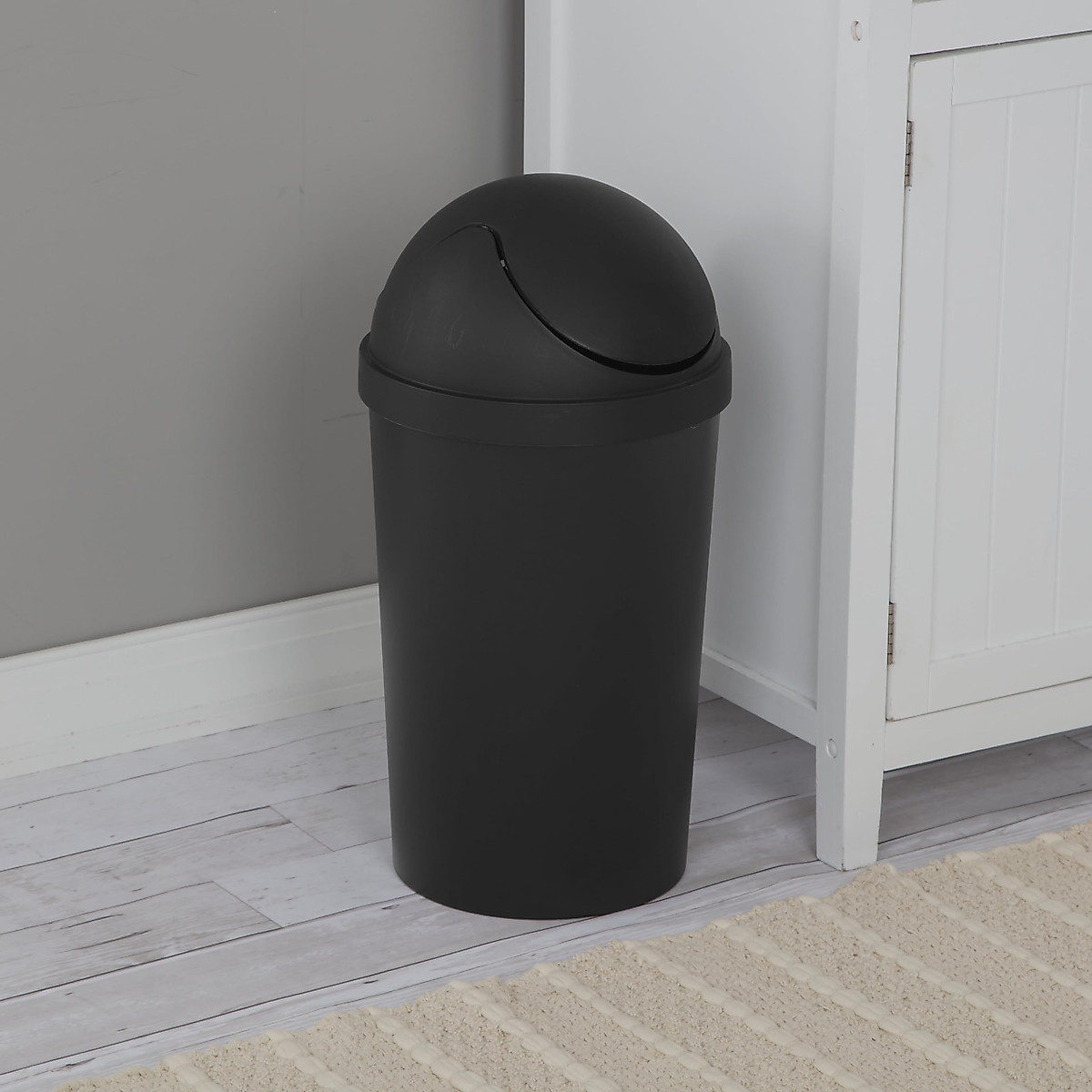 BCWYO 3 Gal. Round SwingTop Wastebasket Plastic, Black