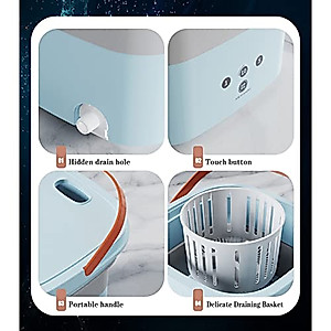 KUKIXO 4.5L Mini Apartment Washing Machine, Portable Washer and Dryer Combo,Blue Ray Sterilization Lavadora Small Foldable Laundry Machine with Drain Basket,for Socks Underwear Bucket Home Washer