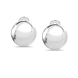 LeCalla 925 Sterling Silver Round Disc Clip On Earrings Non-Pierced Clip-On Stud Earring for Women