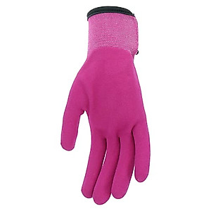 MUD Grip Women's Polyester Blend Shell and Water Resistant Sandy Nitrile Coated Palm Garden Gloves, Hook and Loop Closure, Abrasion Resistant, Excellent Grip, Purple, X-Small/Small (MD31021M-WXS)
