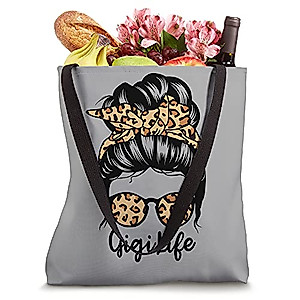 Gigi Life Messy Bun Hair Funny Leopard Gigi Tote Bag