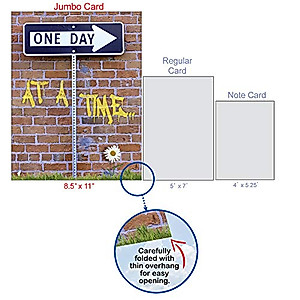 NobleWorks - Recovery Jumbo Greeting Card (Extra Large 8.5 x 11 Inch) - Encouragement, AA Sobriety Support Happy Anniversary Notecard from Group - One Day At A Time J9707